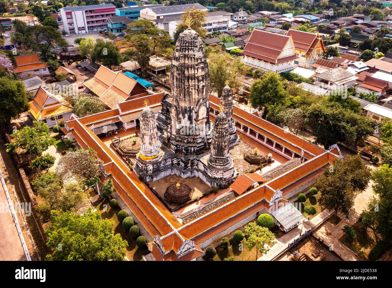Aerial view of Wat Mahathat Worawihan in Ratchaburi, Thailand Stock Photo - Alamy