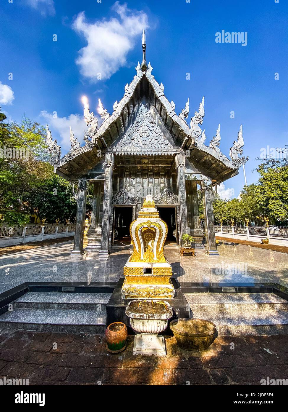 Wat Pho Rattanaram or Wat Poe Khu silver temple in Ratchaburi, Thailand ...