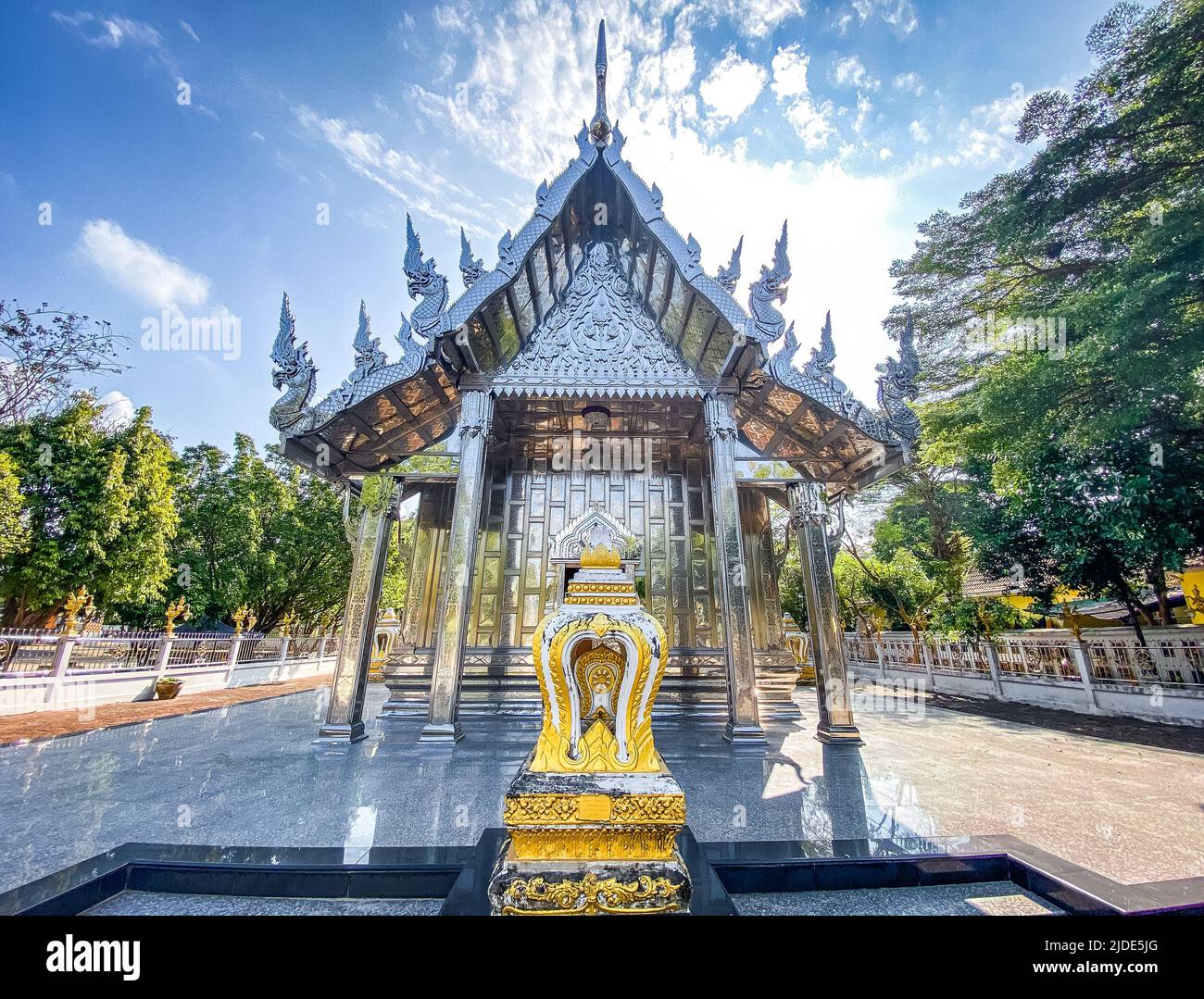 Wat Pho Rattanaram or Wat Poe Khu silver temple in Ratchaburi, Thailand ...