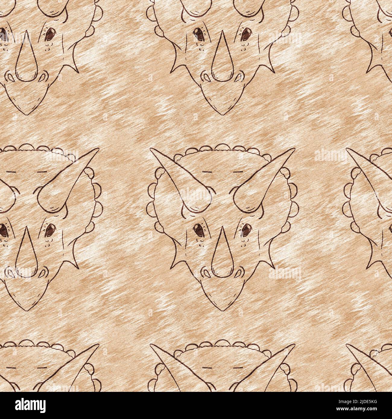 Hand drawn triceratops dinosaur seamless pattern. Gender Neutral ...