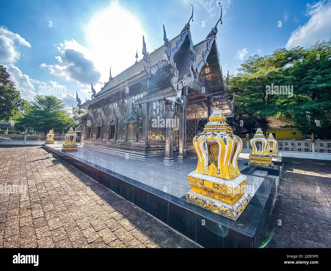 Wat Pho Rattanaram or Wat Poe Khu silver temple in Ratchaburi, Thailand ...