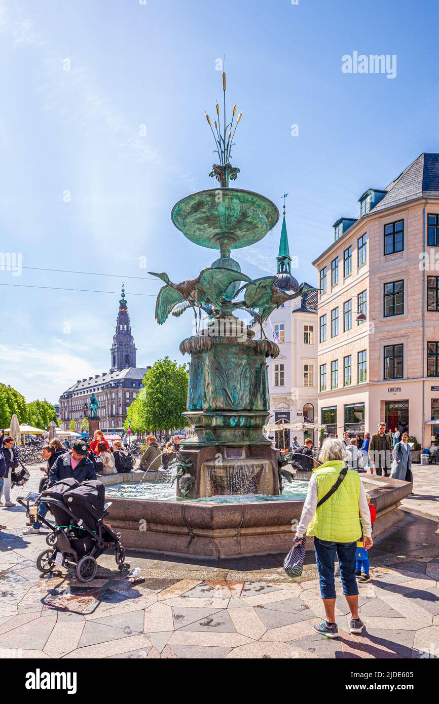 The Stork Fountain (Storkespringvandet) on Amagertorv in central ...