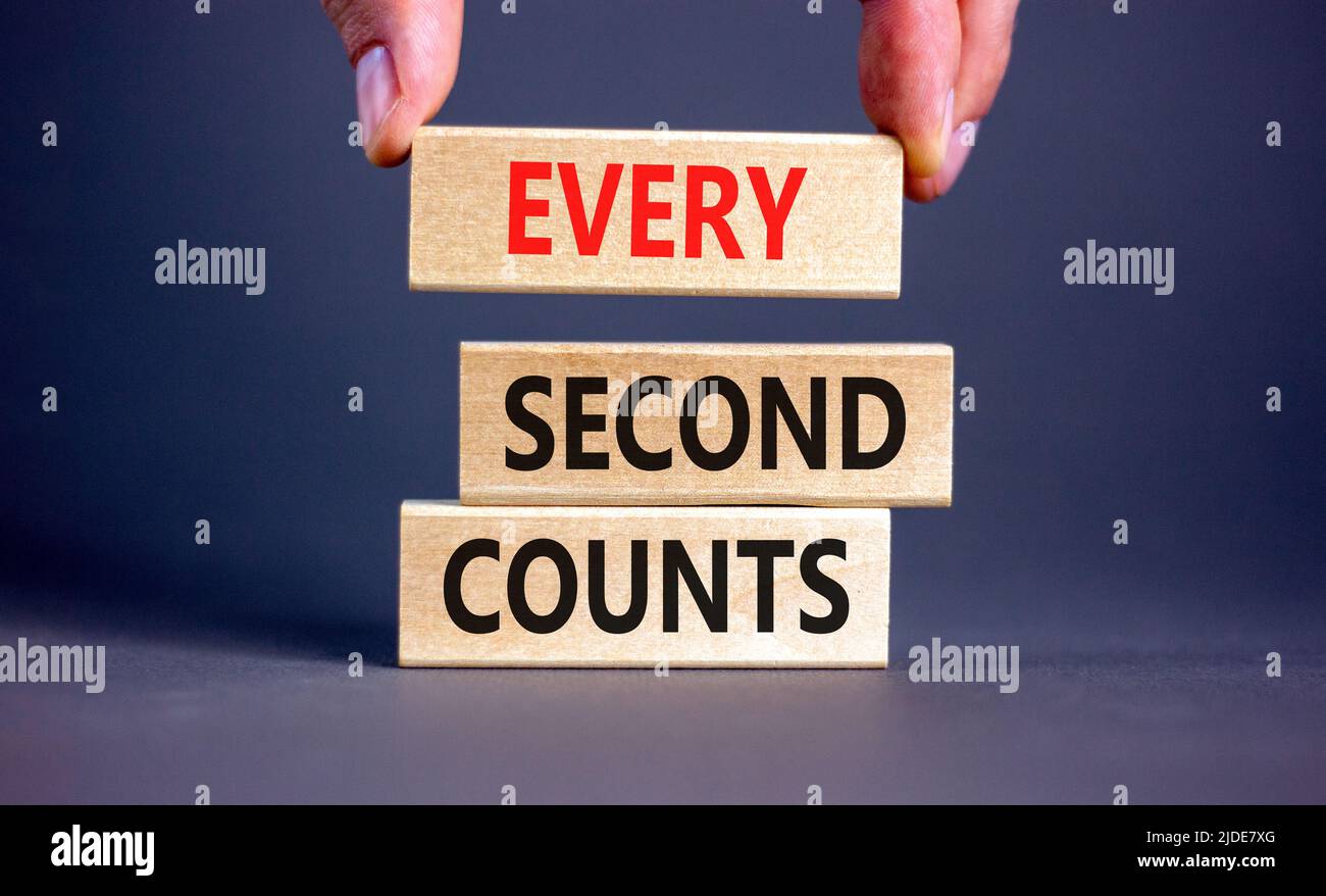 Every second counts symbol. Concept words Every second counts on wooden ...