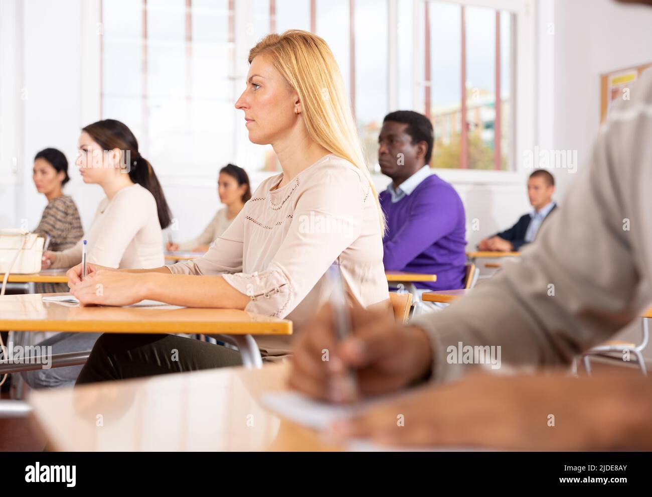 University students in advanced training courses in auditorium Stock ...