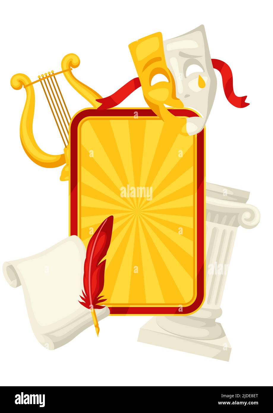 Background with traditional theatre symbols. Illustration for art ...