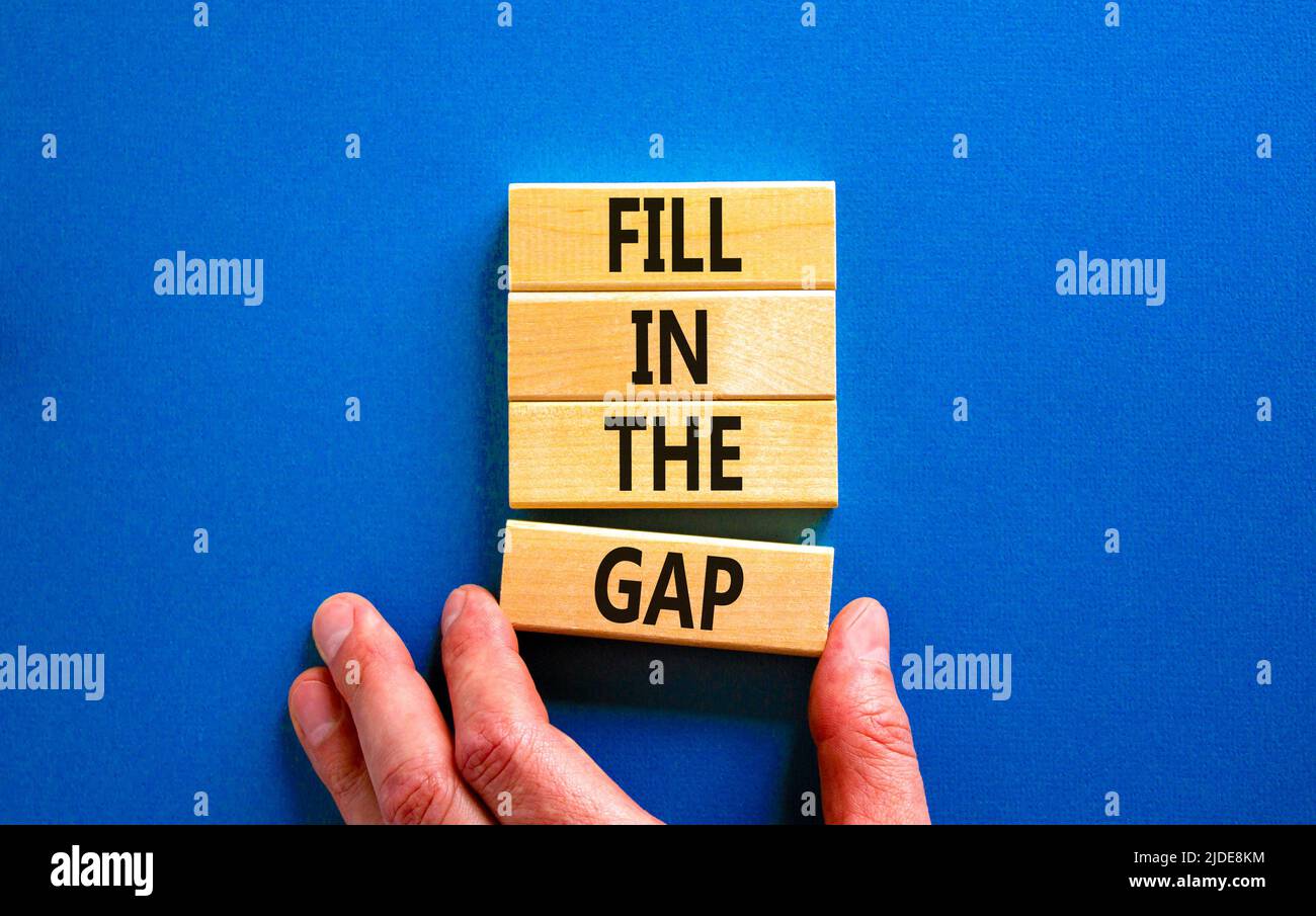 Fill in the gap symbol. Concept words Fill in the gap on wooden blocks ...