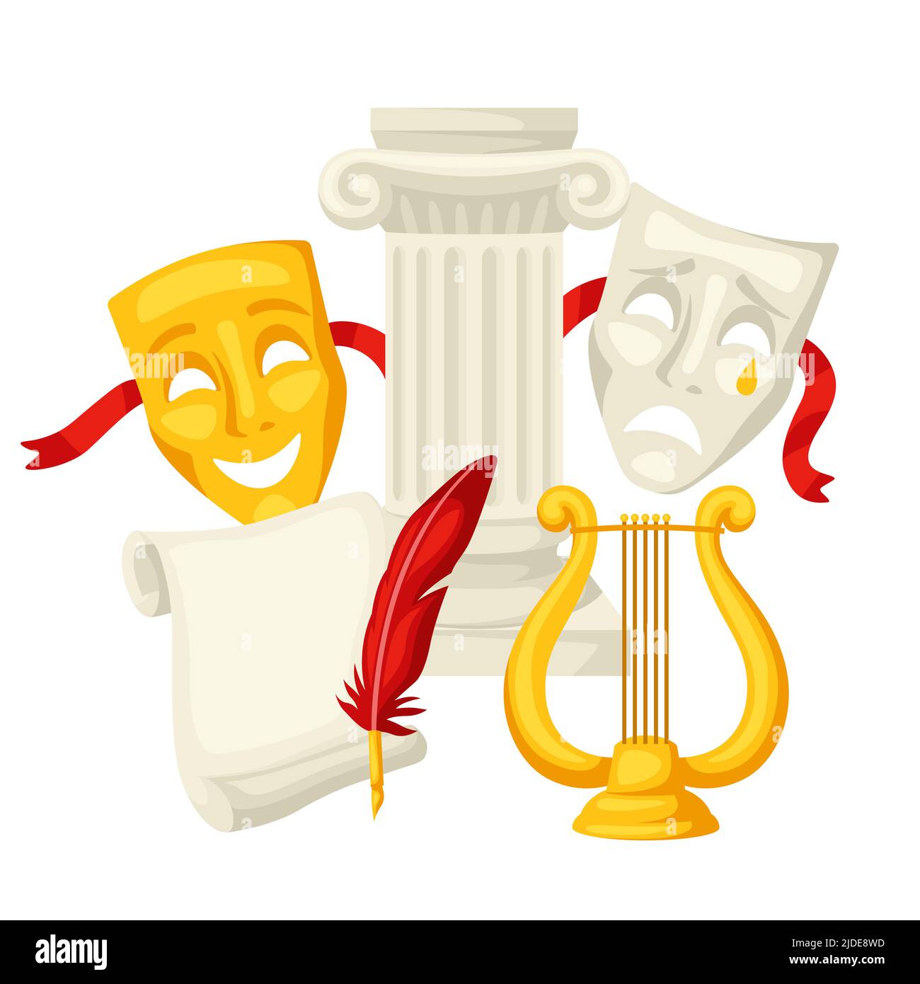 Background with traditional theatre symbols. Illustration for art ...