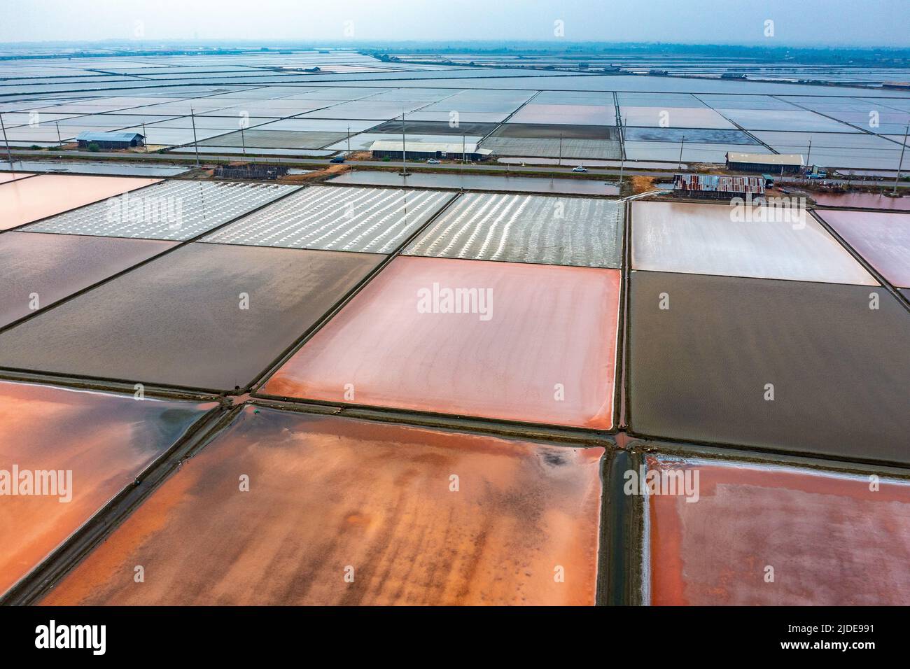 Aerial view of Salt farms in Phetchaburi province, Thailand Stock Photo ...