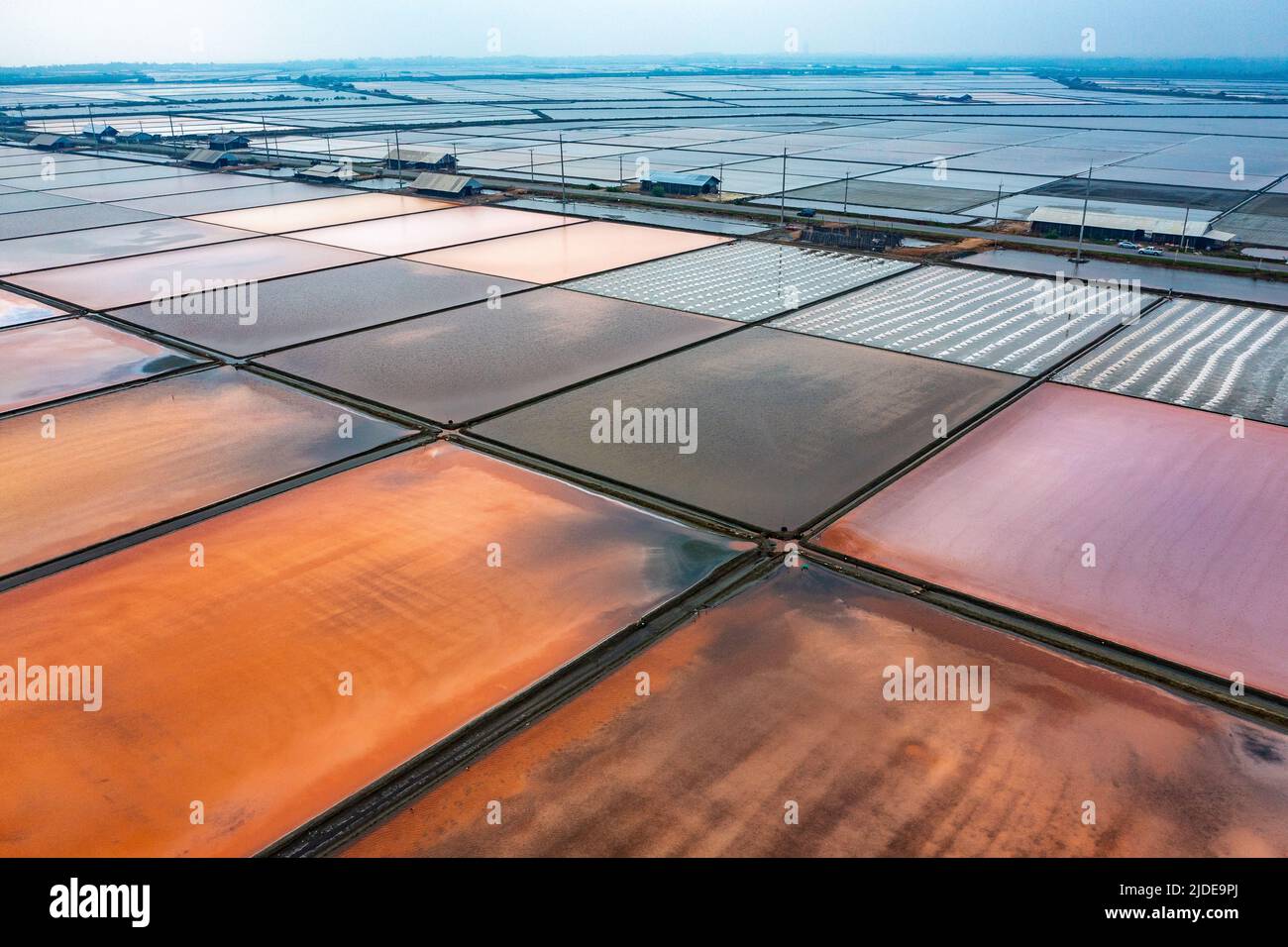Aerial view of Salt farms in Phetchaburi province, Thailand Stock Photo ...