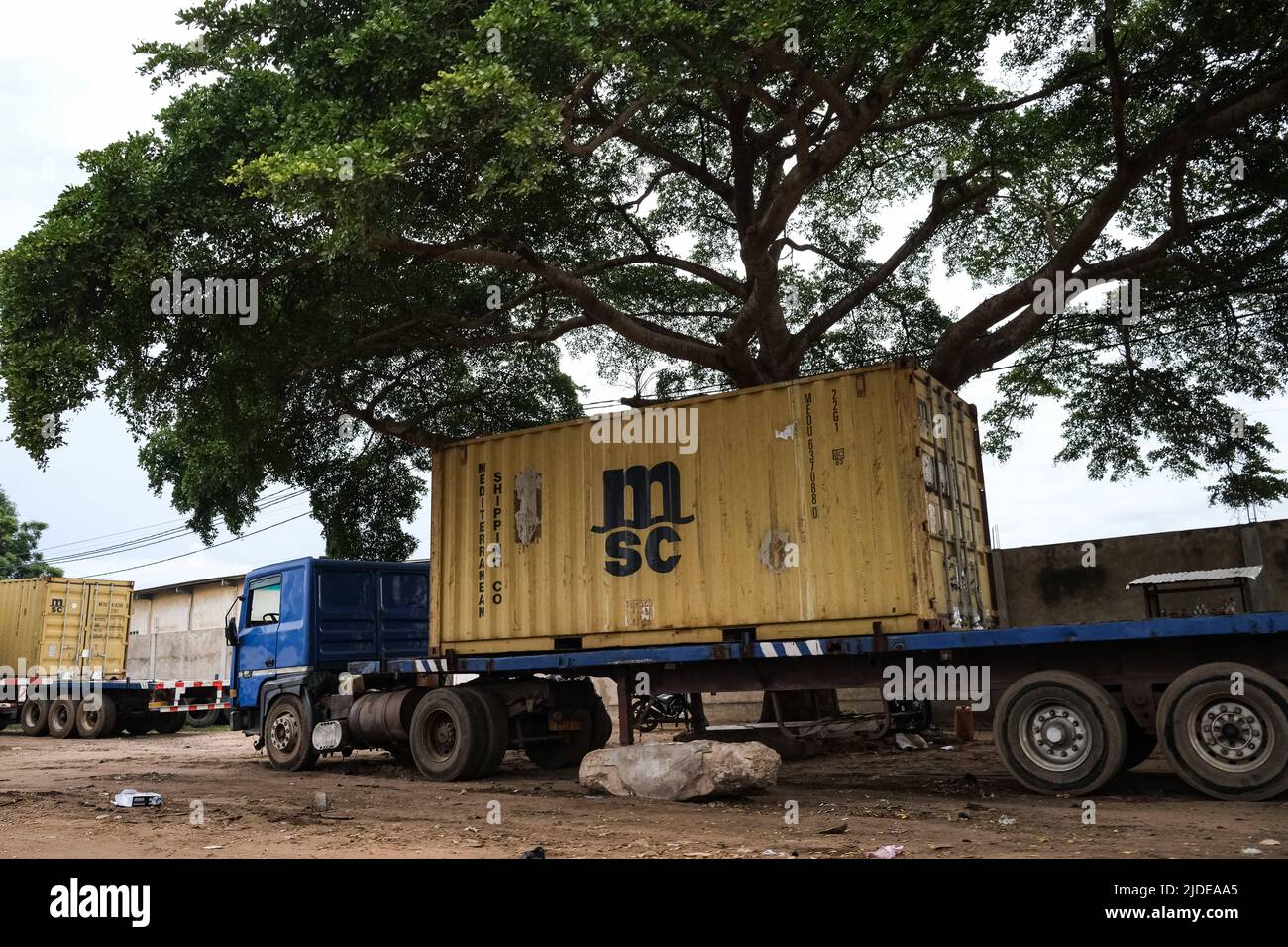 May 31, 2022, Lome, Lome, Togo: A truck carrying a 20-foot MSC shipping ...