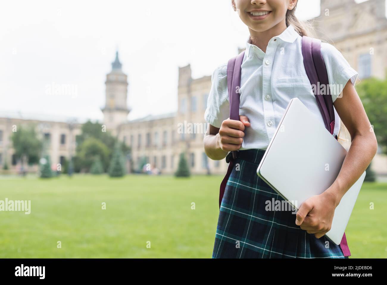 Happy preteen girl laptop hi-res stock photography and images - Alamy