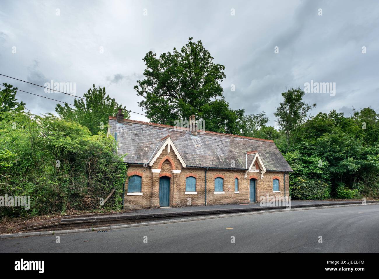 East Grinstead, June 9th 2022: The abandoned railway station at Rowfant ...