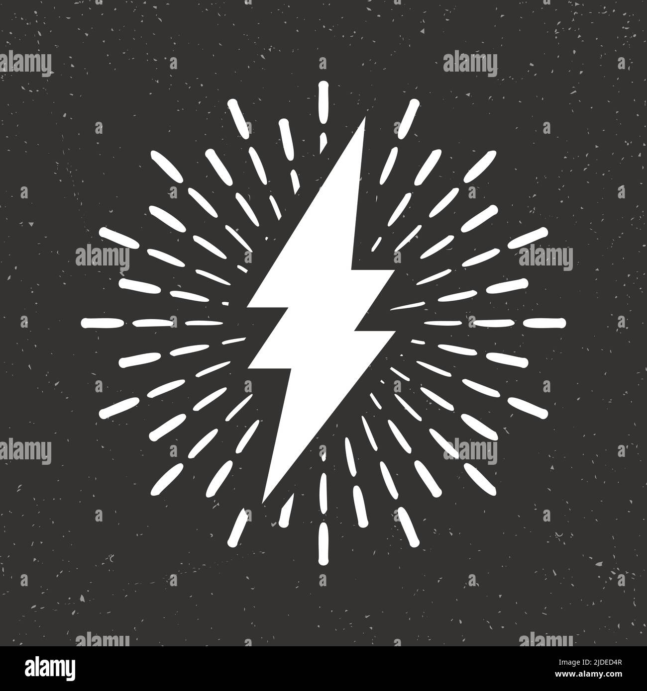 Vintage lightning bolt and sun rays on grunge background. Lightnings ...