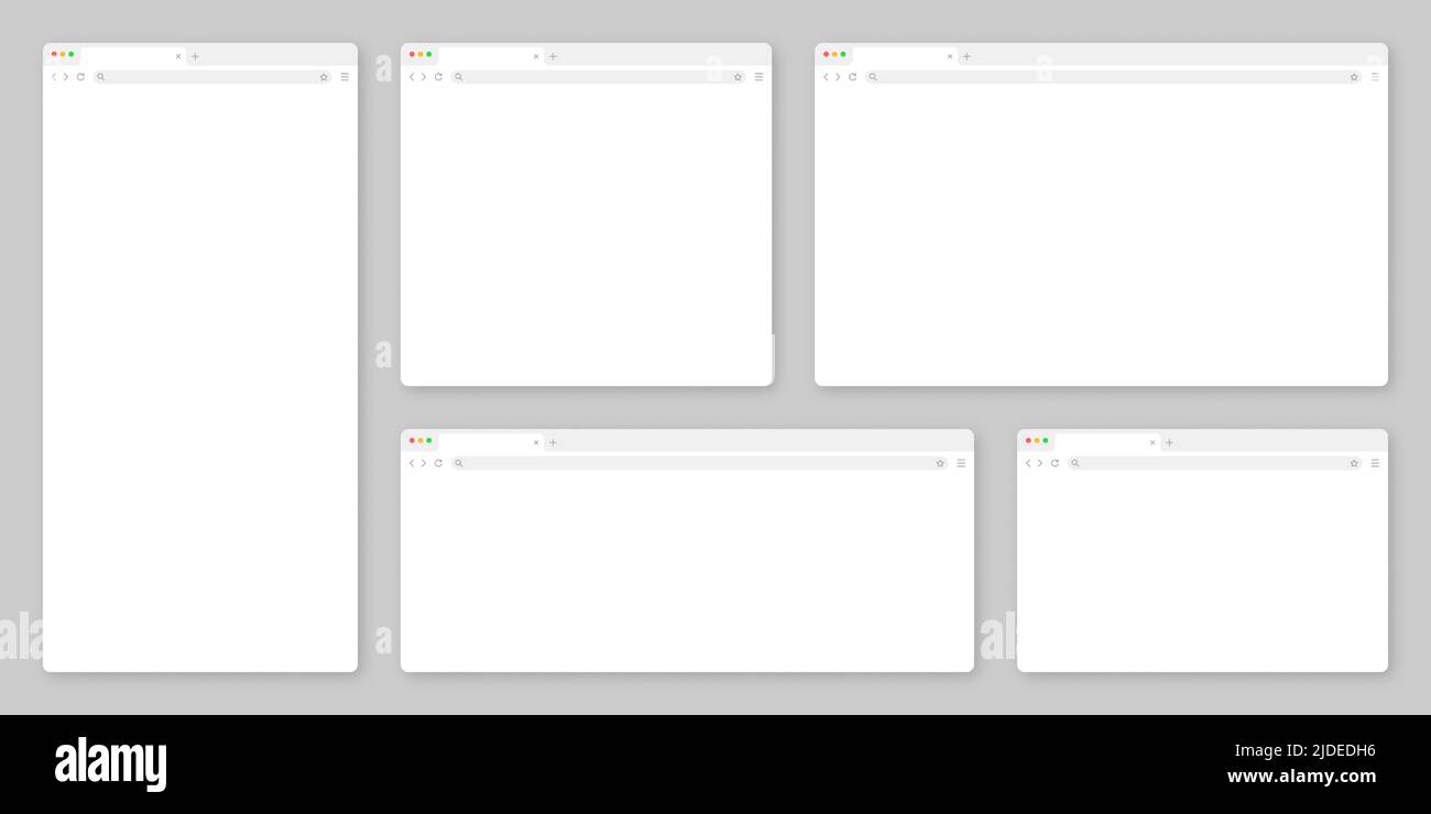 Blank web browser window with tab, toolbar and search field. Modern ...