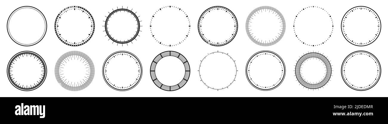 Mechanical clock faces, bezel. Watch dial with minute and hour marks ...