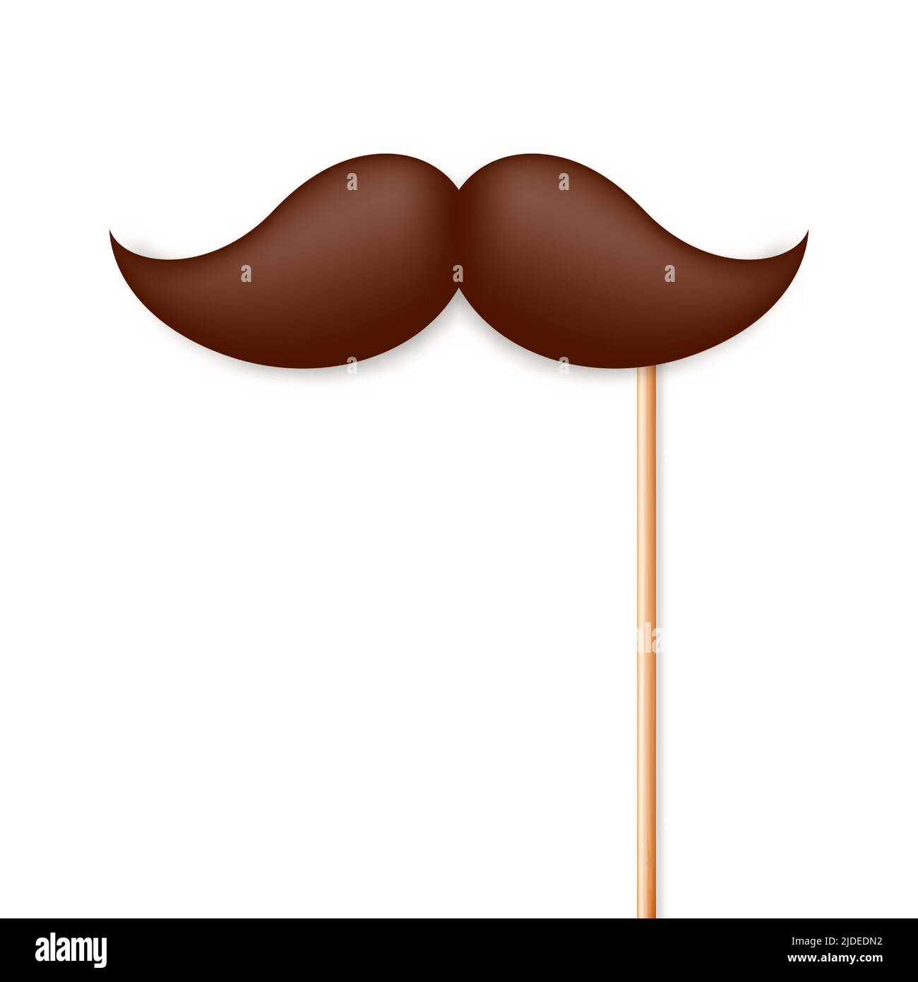 Realistic fake mustache on a wooden stick. Vintage paper mustache for ...