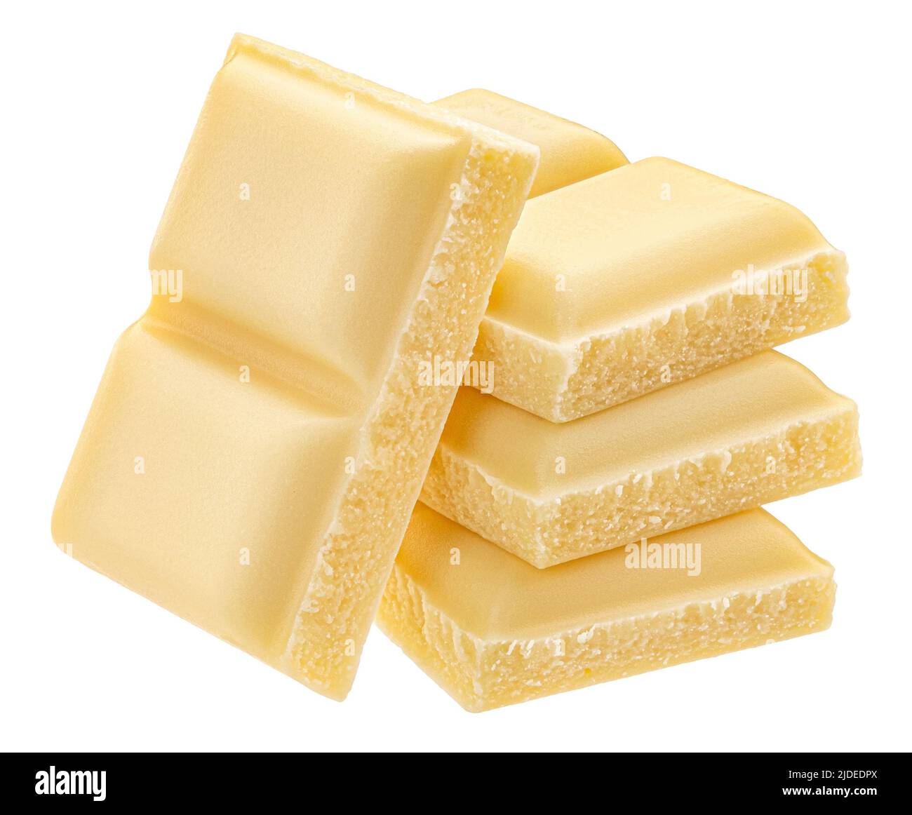White milk chocolate pieces isolated on white background Stock Photo ...