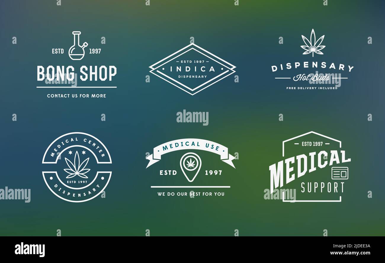 Set of Medical Cannabis Marijuana Sign or Label Template in Vector. Can ...
