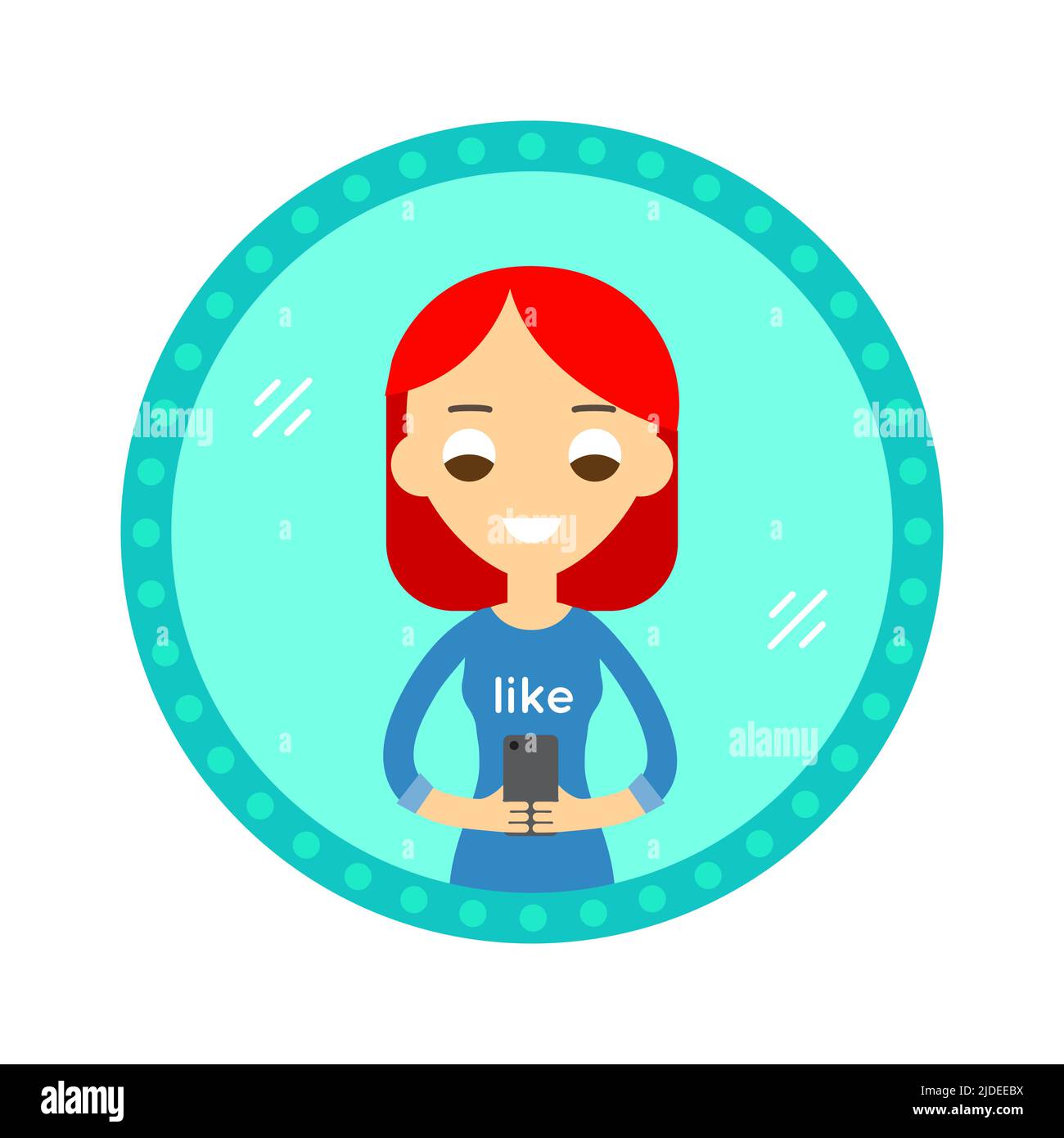 Hipster style woman or girl take a selfie in the mirror. Vector flat ...
