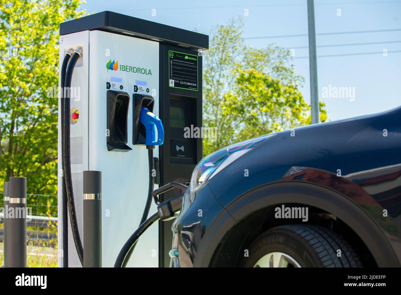 Reocin, Spain - May 29, 2022: Iberdrola charging station for electric ...
