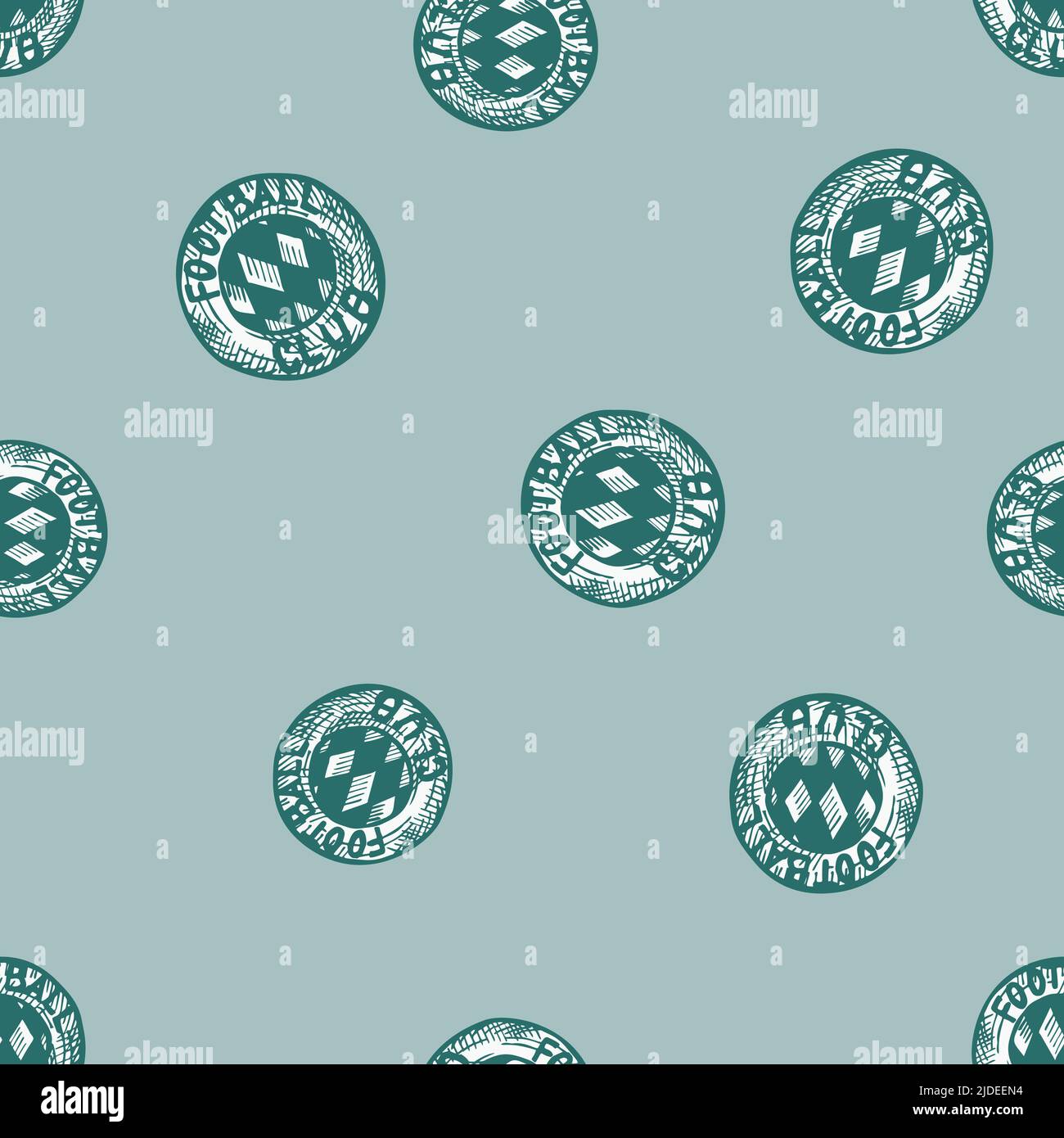 Football emblem engraving seamless pattern. Vintage background sport ...