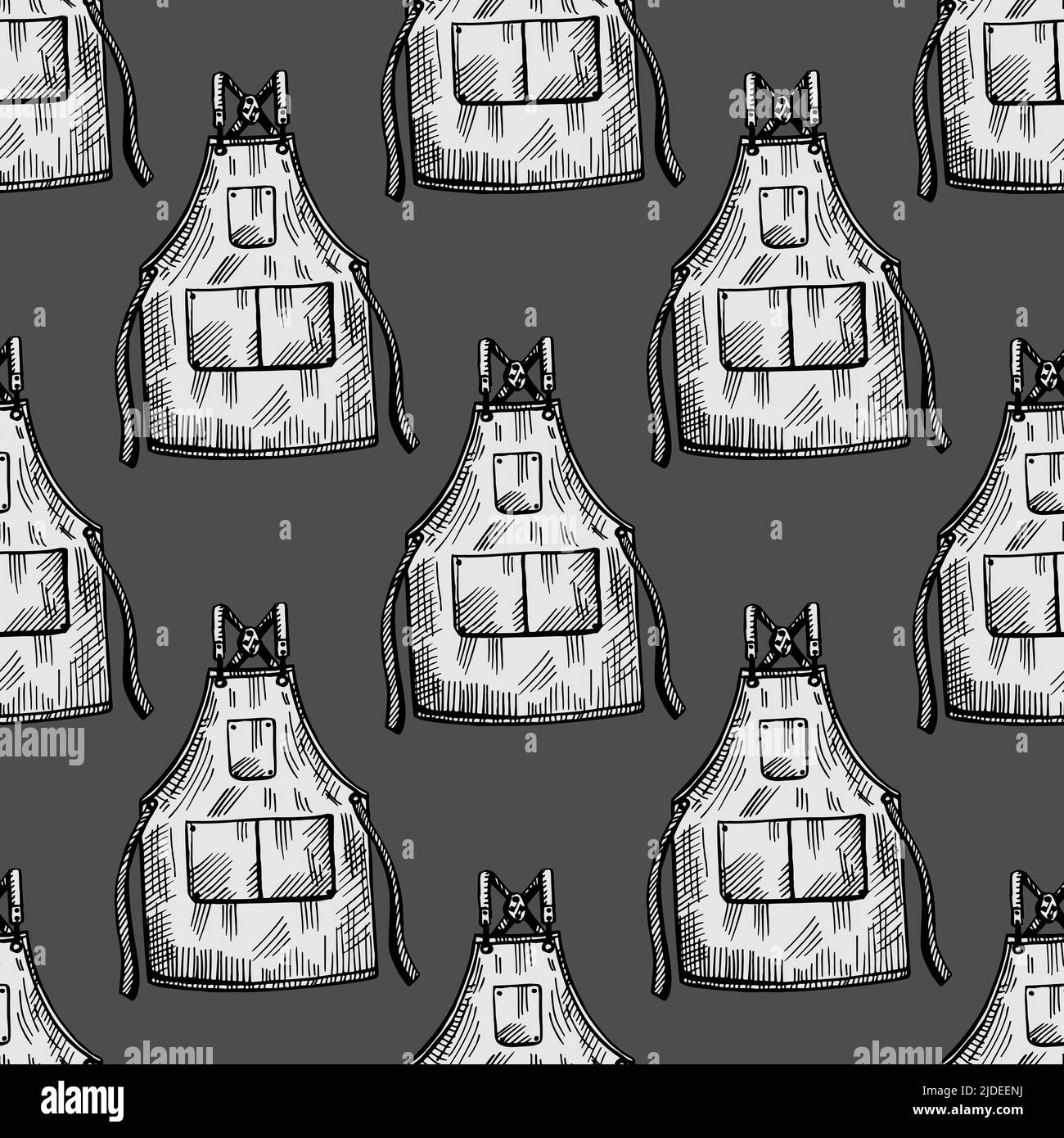 Aprons engraved seamless pattern. Vintage background for kitchen in ...