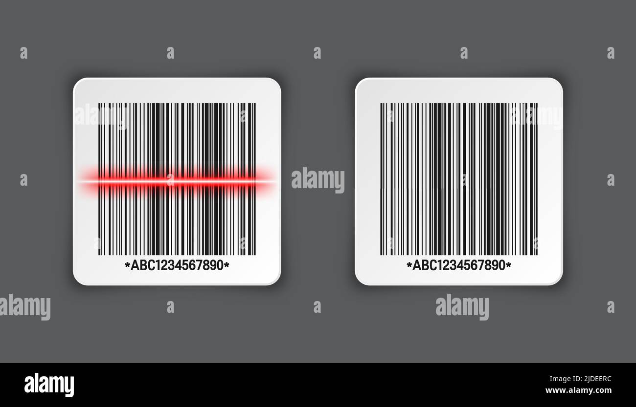 Realistic barcode sticker on gray background. Identification tracking ... Realistic barcode sticker on gray background. Identification tracking ...