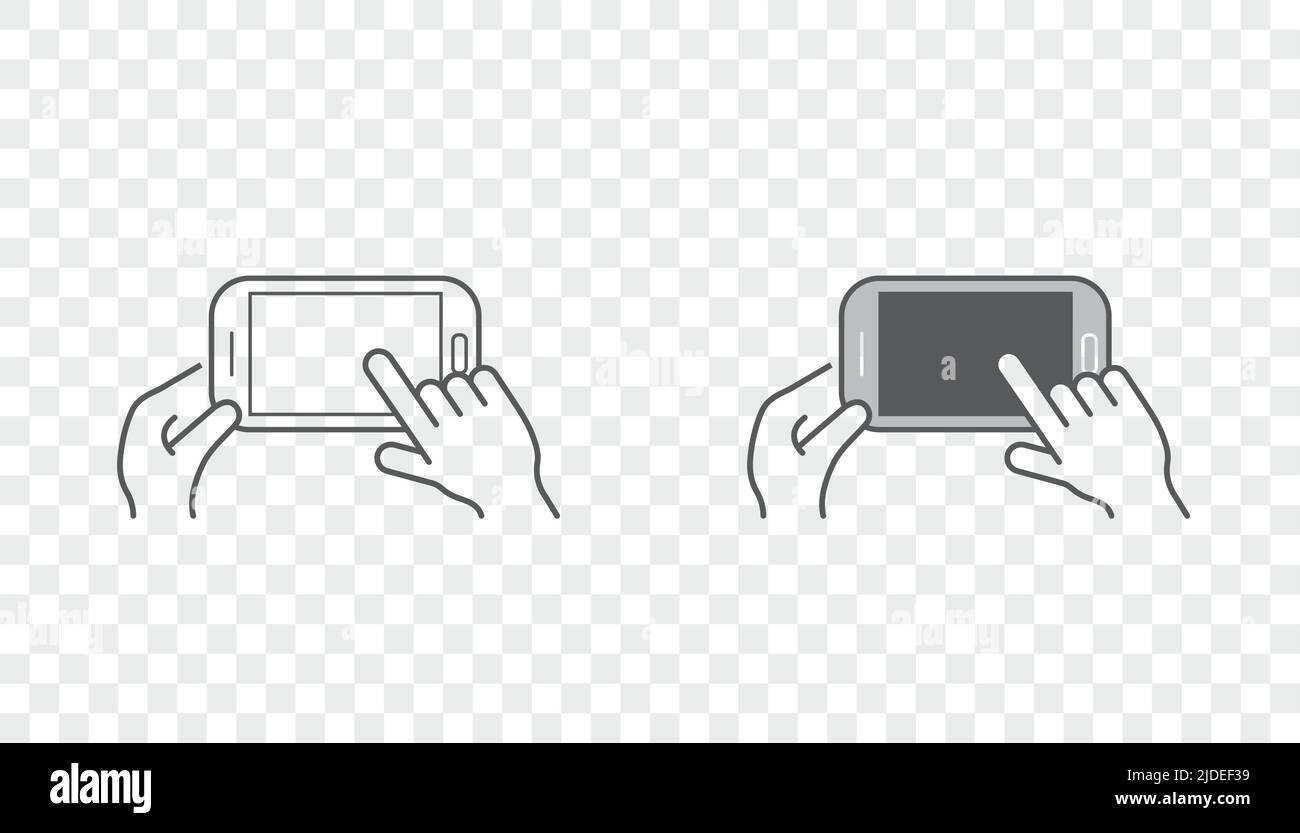 Set of Icons with Hands Holding Smart Device with Gestures Stock Vector ...