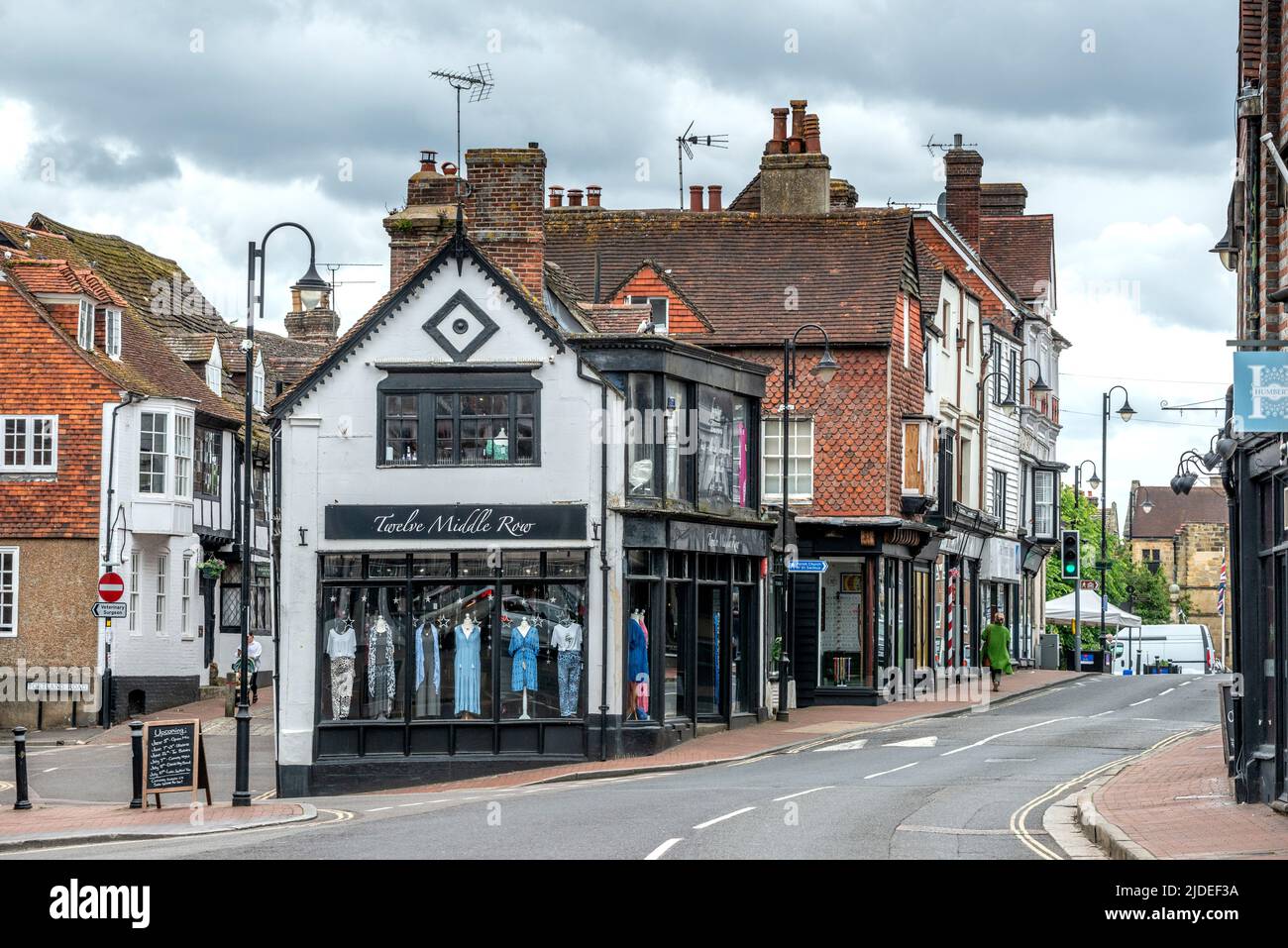 East Grinstead, June 9th 2022: Medieval buildings in the High Street ...
