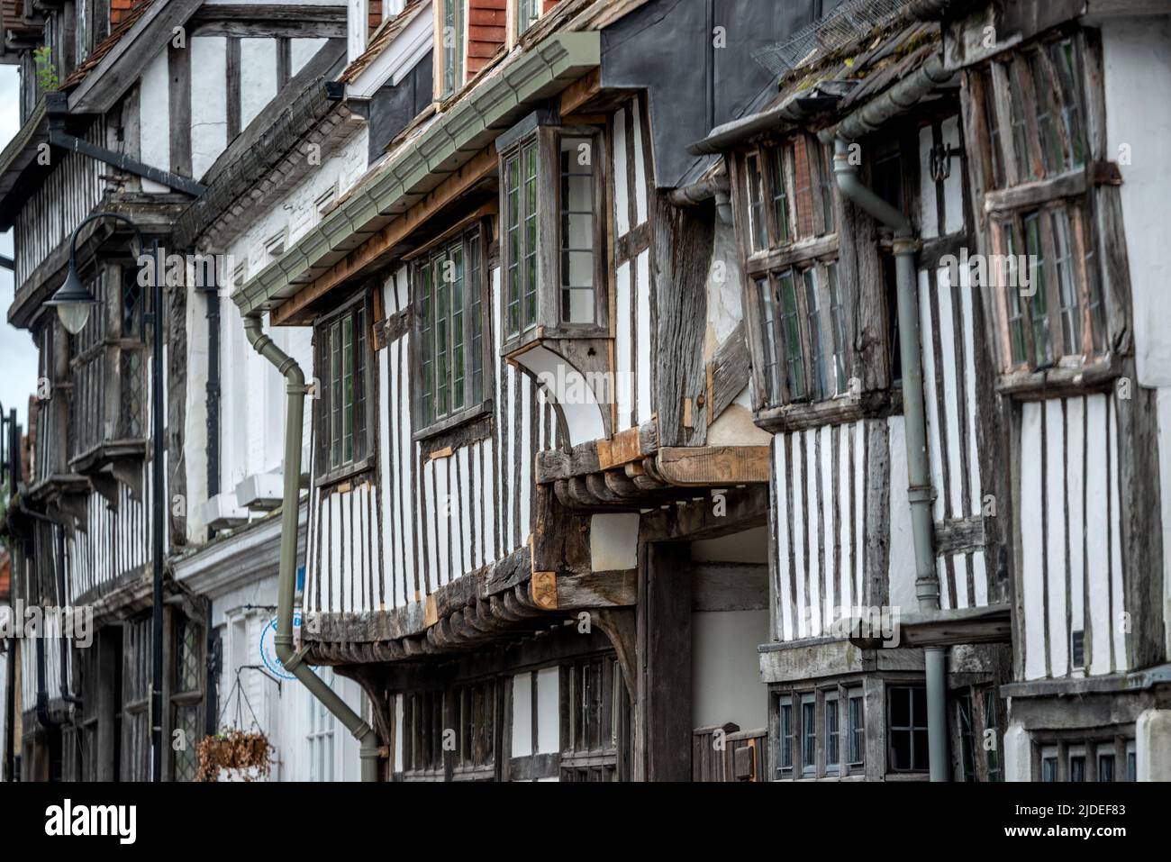 East Grinstead, June 9th 2022: Medieval buildings in the High Street ...