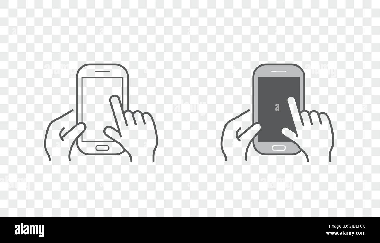 Set of Icons with Hands Holding Smart Device with Gestures Stock Vector ...