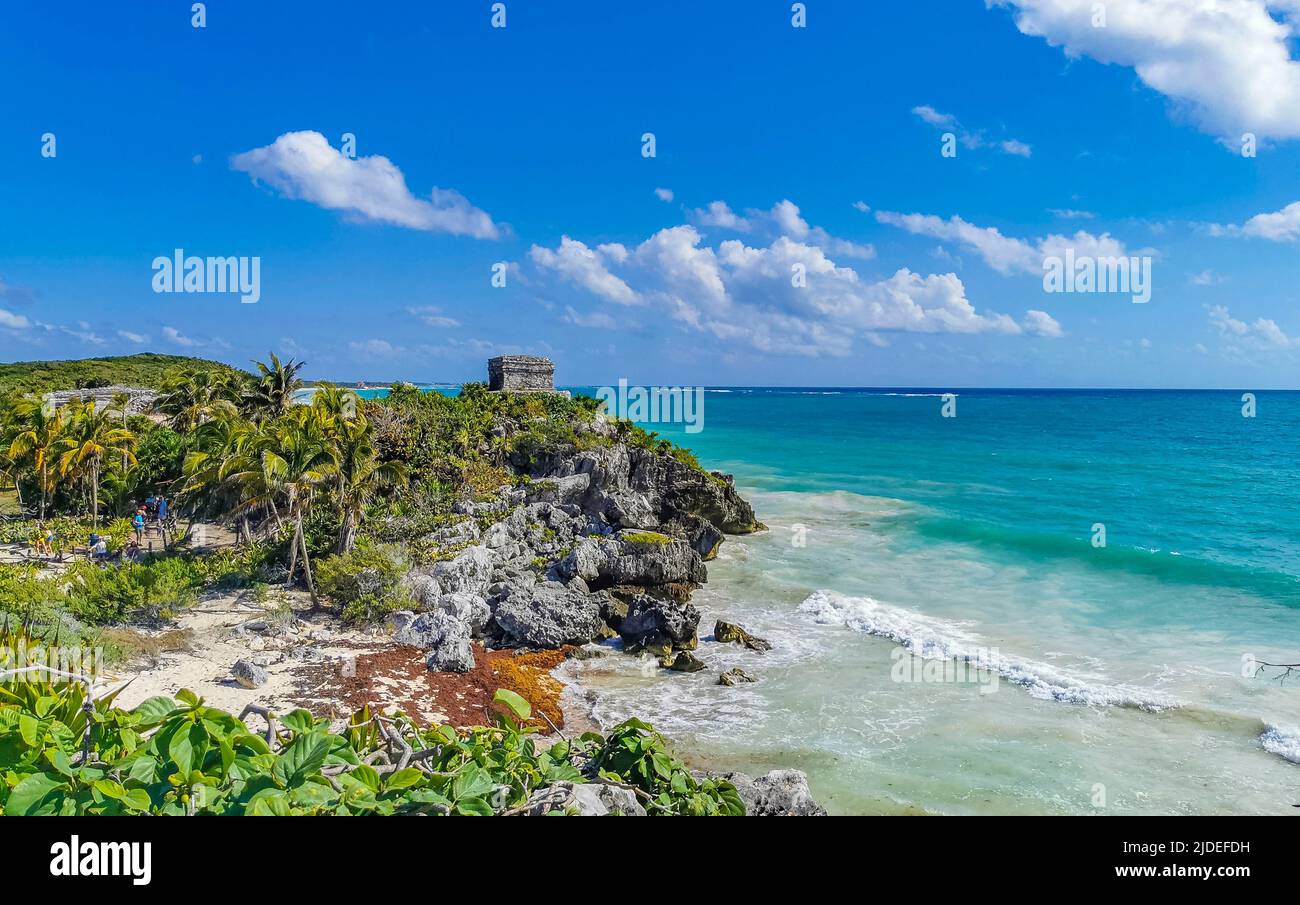 Ancient Tulum ruins Mayan site with temple ruins pyramids and artifacts ...