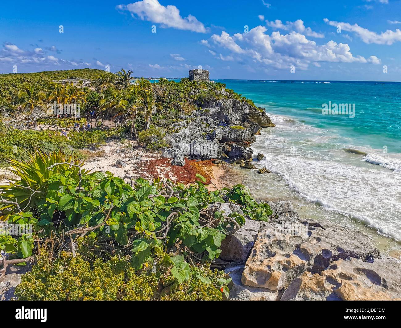 Ancient Tulum ruins Mayan site with temple ruins pyramids and artifacts ...
