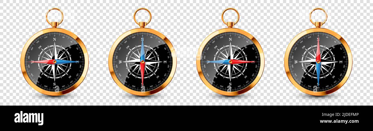 Realistic golden vintage compass with marine wind rose and cardinal ...