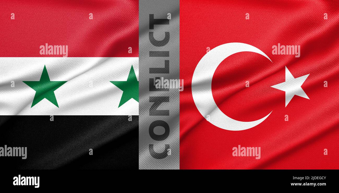 Syria and turkey flags. flag Syria and flag turkey, Conflict Syria vs ...