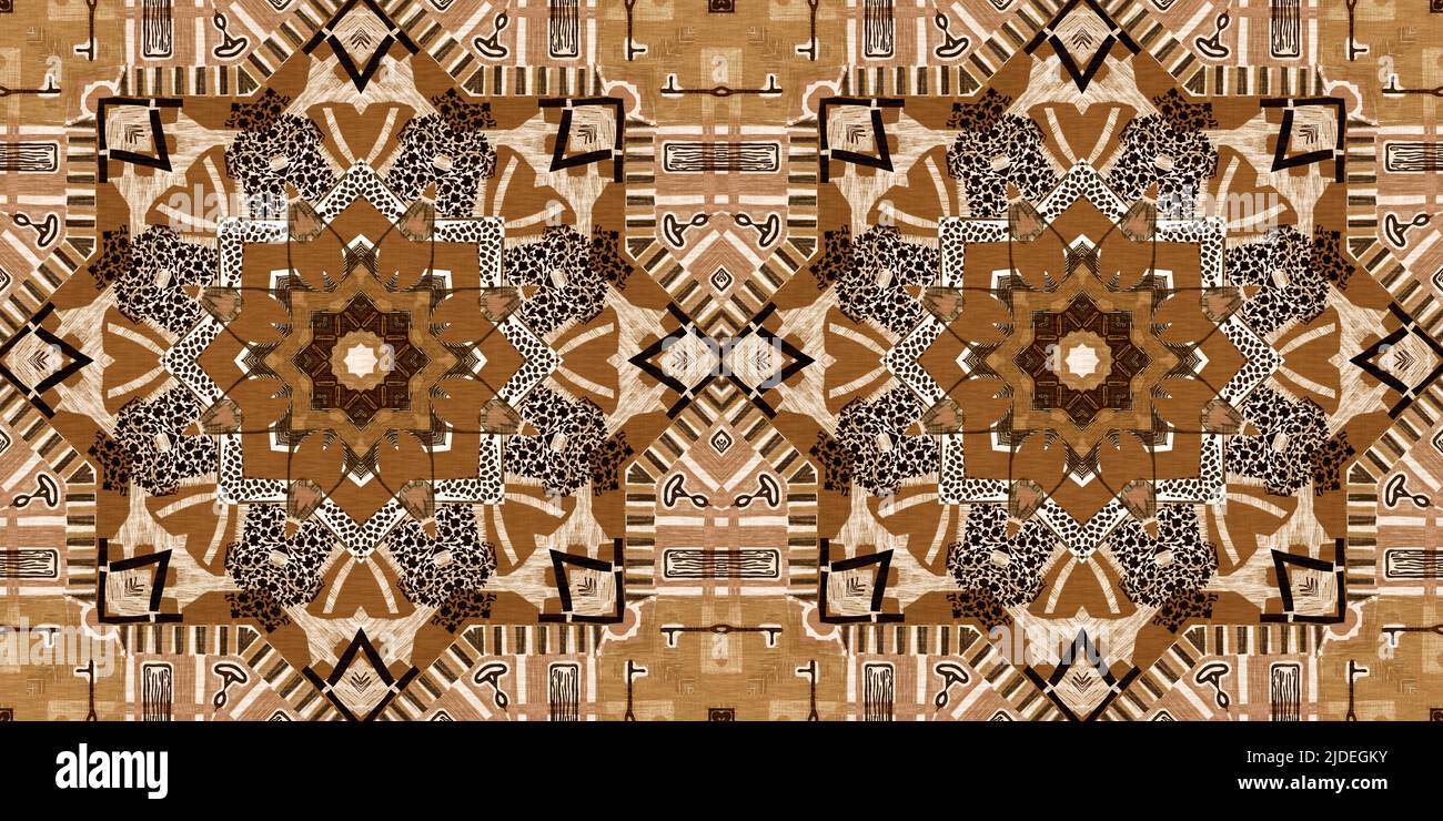 Brown safari animal print patchwork seamless border pattern. Natural ...