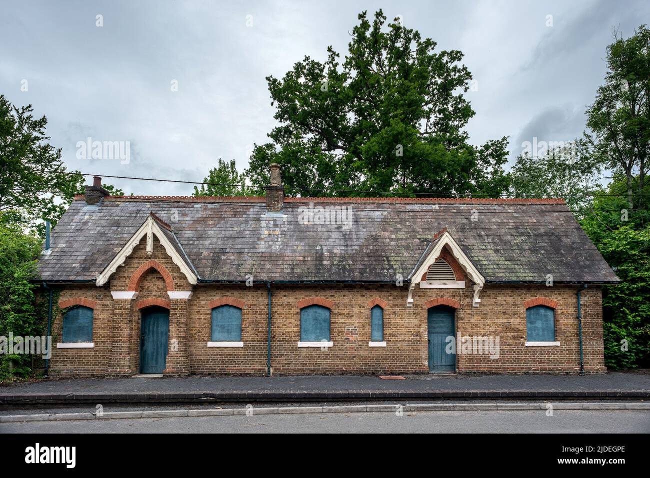 East Grinstead, June 9th 2022: The abandoned railway station at Rowfant ...