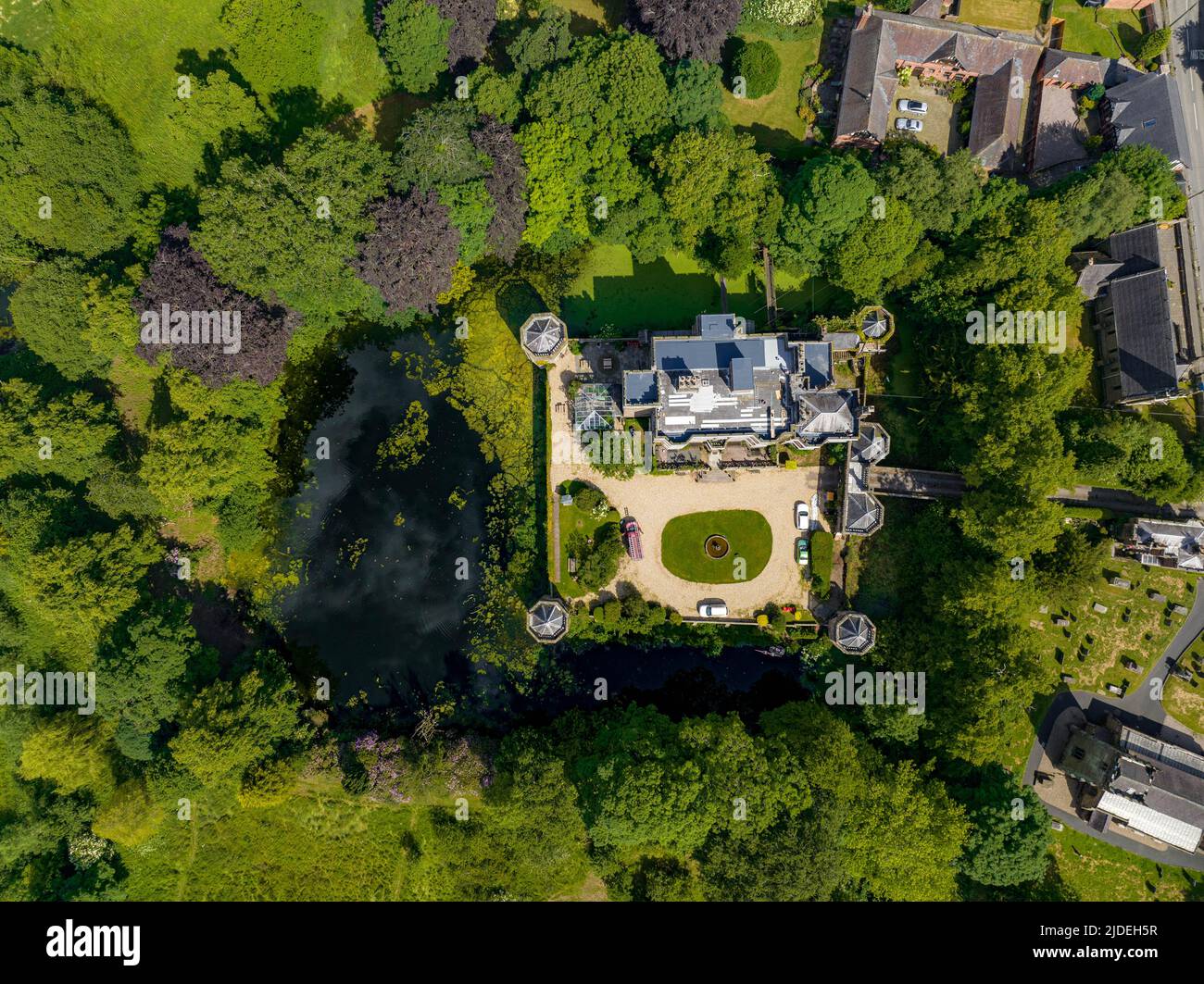 Caverswall Castle amd the Foxfield Heritage railway Aerial Drone From ...