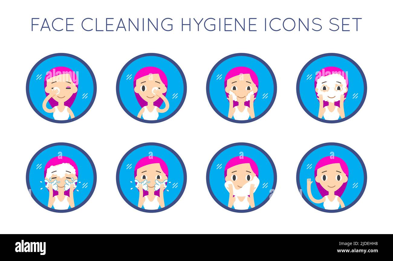 Vector Face Cleaning And Care Actions Set Stock Vector Image & Art - Alamy