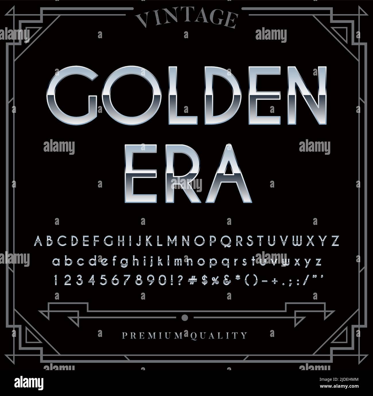 Silver or Chrome Metallic Font Set. Letters, Numbers and Special ...