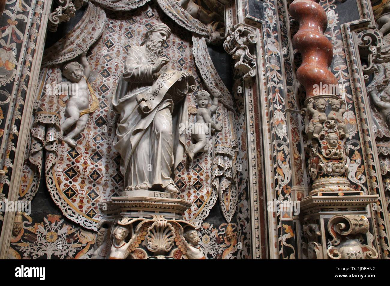 baroque chapel in a cathedral in monreale in sicily (italy Stock Photo ...