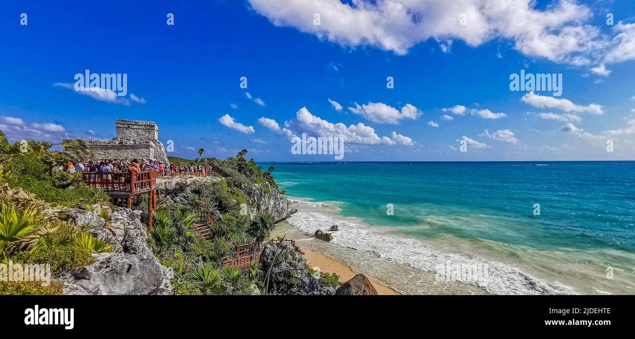 Tulum Mexico 21. February 2022 Ancient Tulum ruins Mayan site with ...
