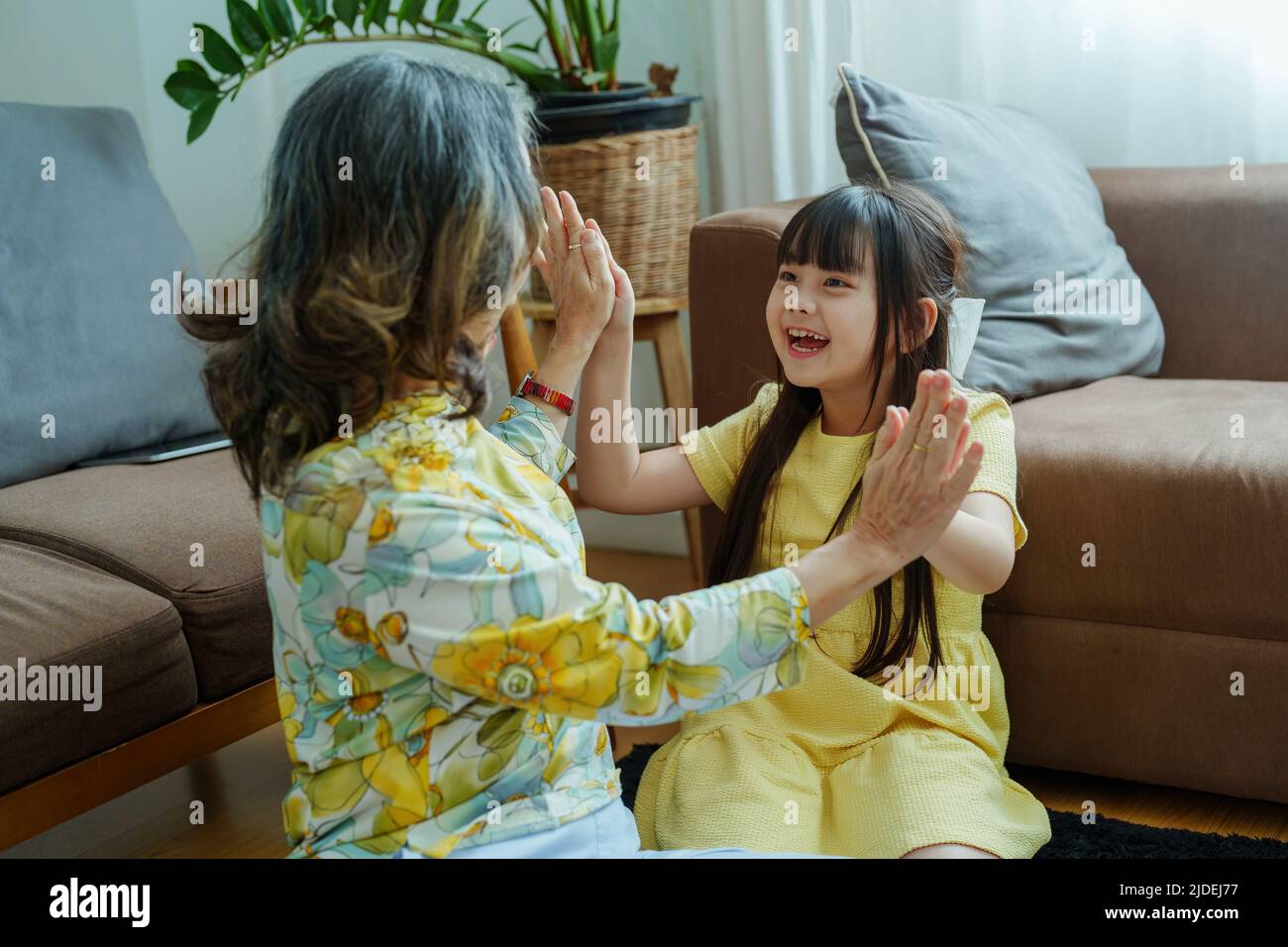 Asian portrait, grandma and granddaughter doing leisure activities and ...