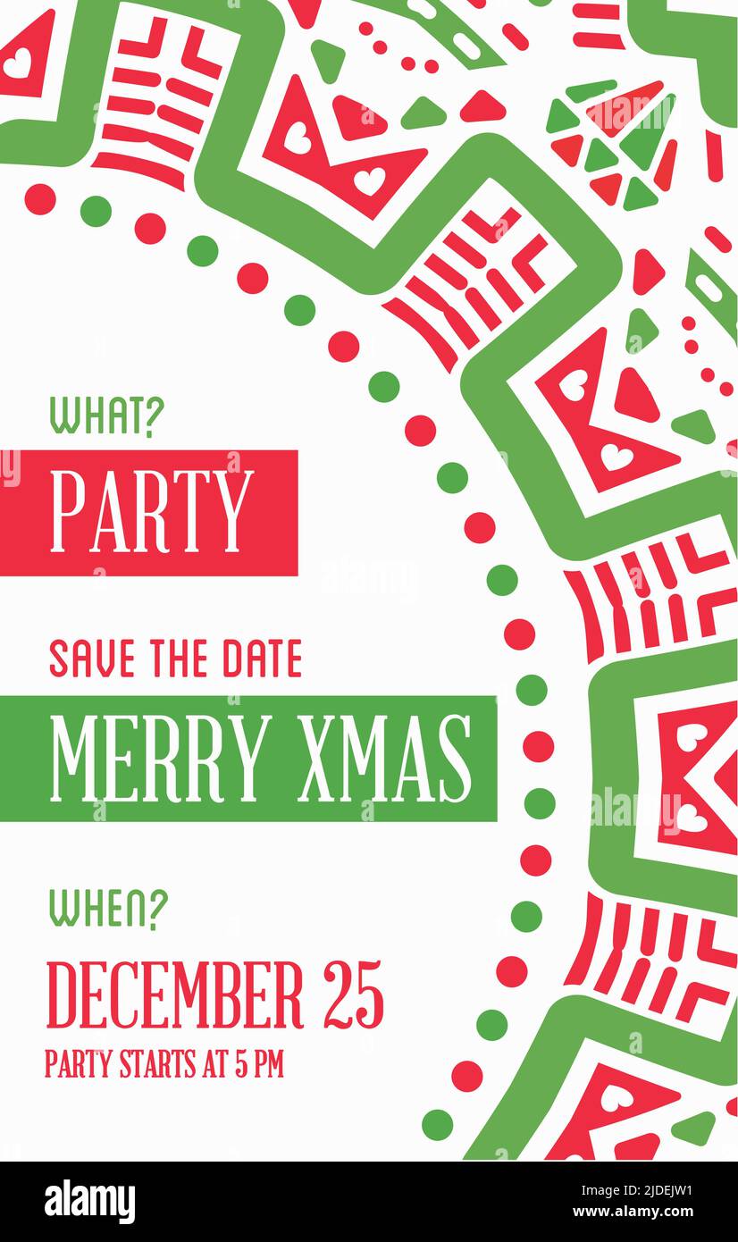 Vector Happy New Year or Merry Christmas theme Save the Date Invitation ...