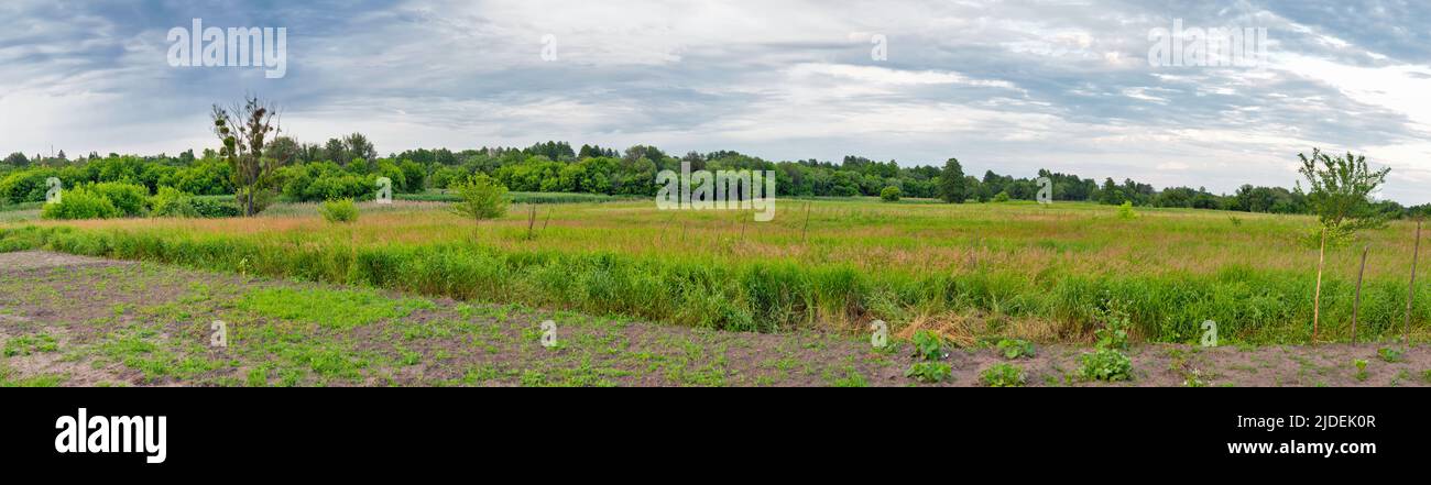 Ros River valley summer rural landscape pamorama, Central Ukraine Stock ...