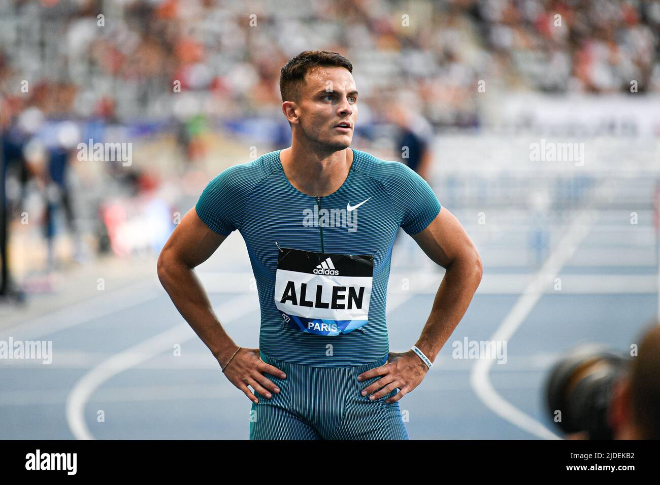 Devon Allen of USA (men's 110m Hurdles) during the Wanda Diamond League ...