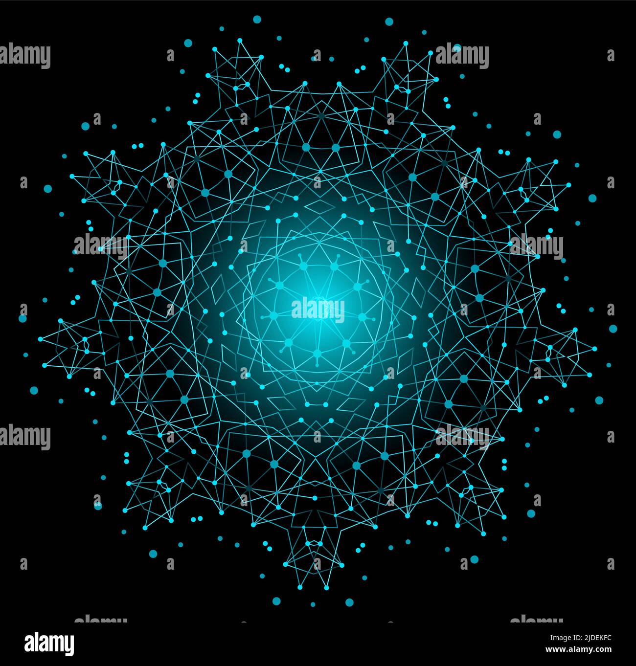 Vector Colorful Bright Shape, Molecular Structure with Lines and Dots ...