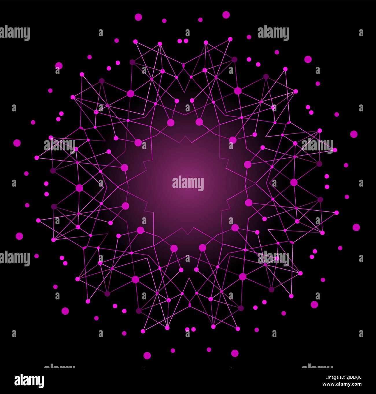 Vector Colorful Bright Shape, Molecular Structure with Lines and Dots ...