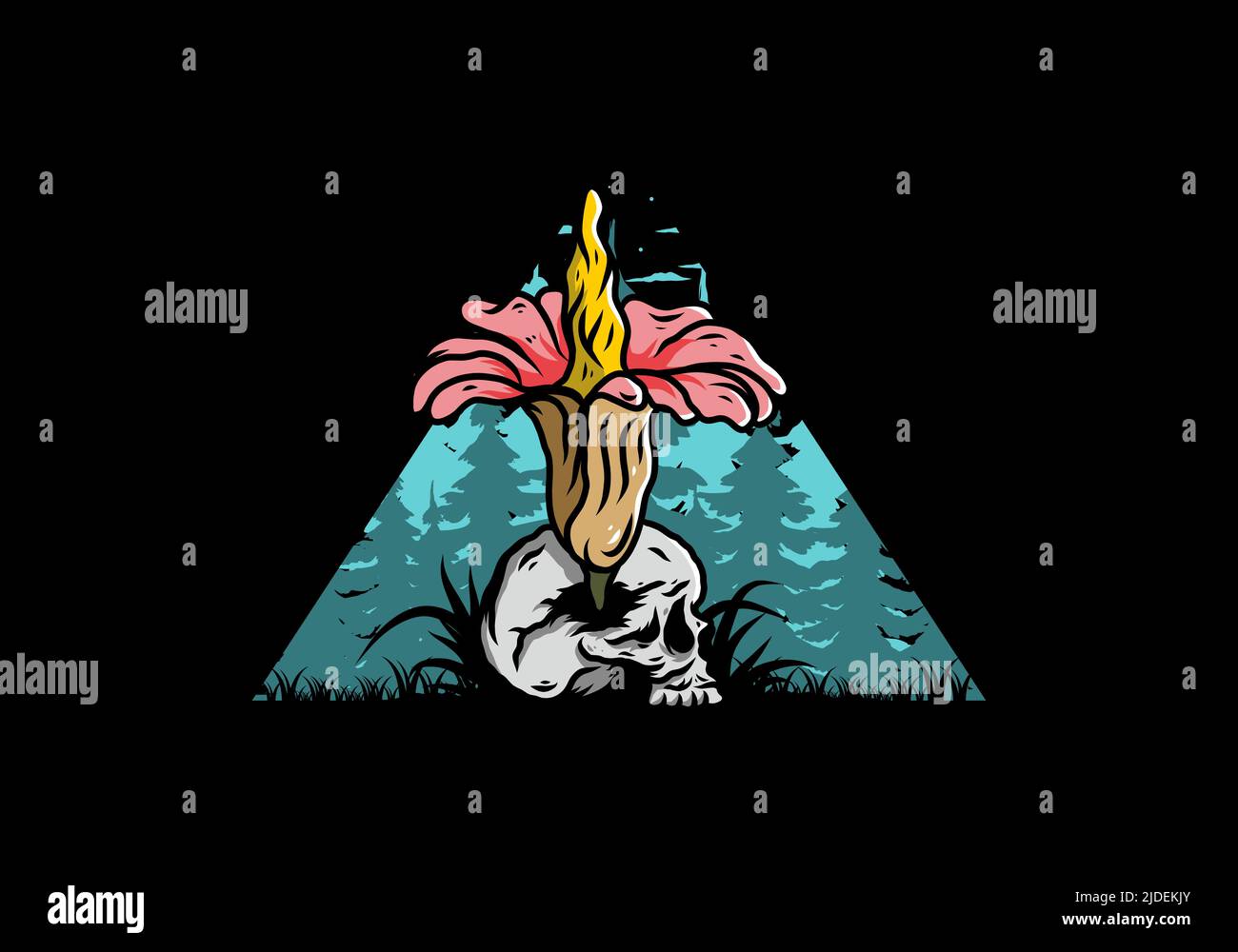 Illustration design of the Corpse flower growing on the skull Stock ...
