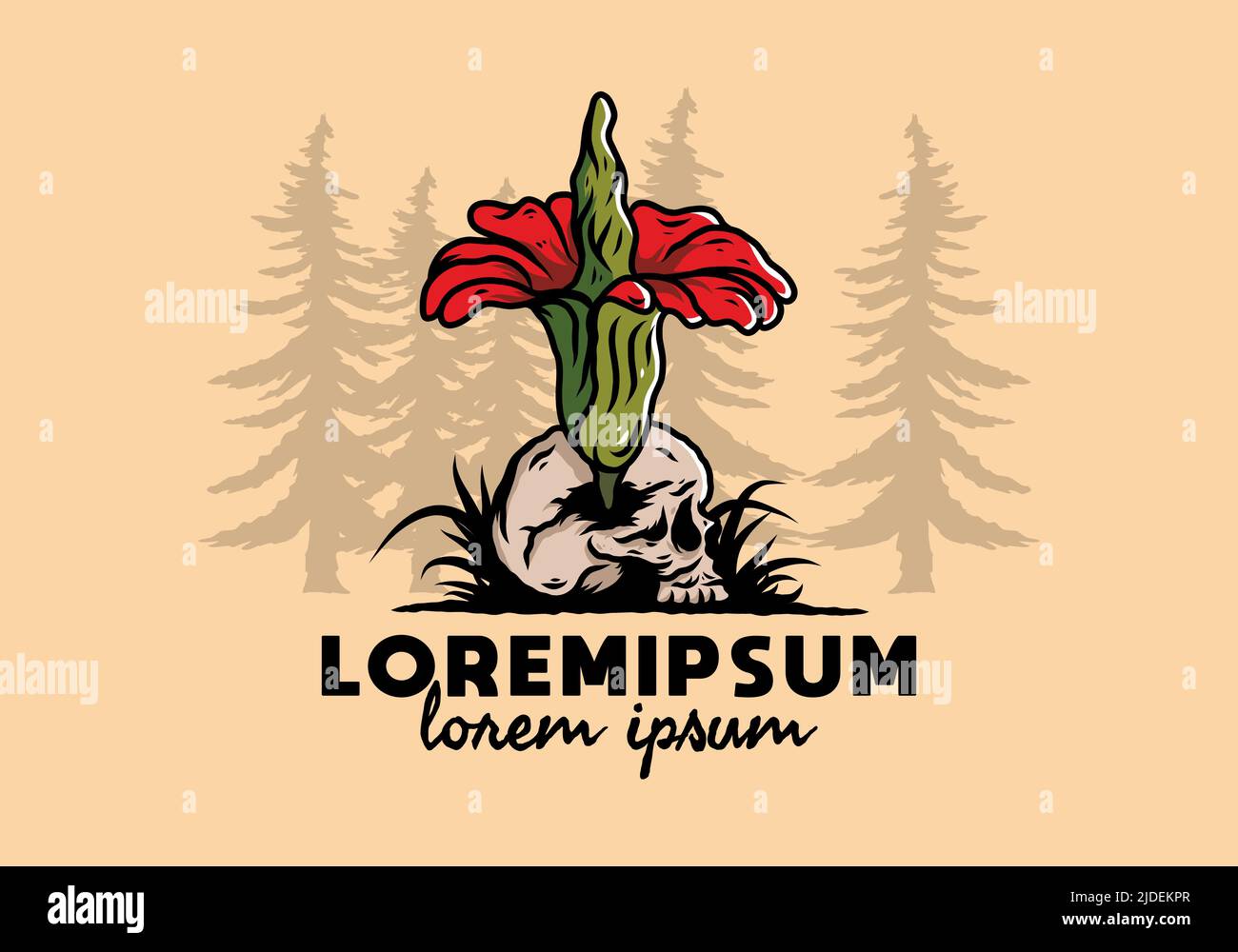 Illustration design of the Corpse flower growing on the skull Stock ...